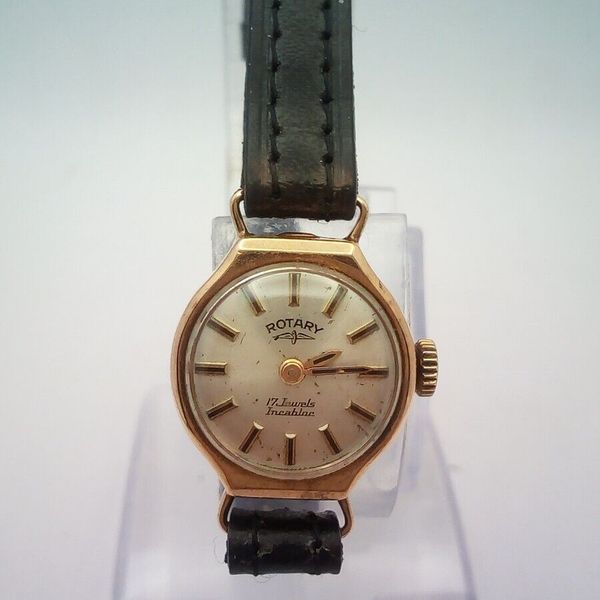9 ct Gold Vintage Rotary Ladies 17 Jewel Incabloc Watch With New ...