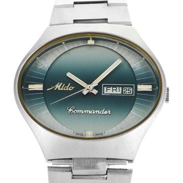 MIDO COMMANDER DAY&DATE AUTOMATIK ETA 2790 OVAL SWISS 1970er VINTAGE ...