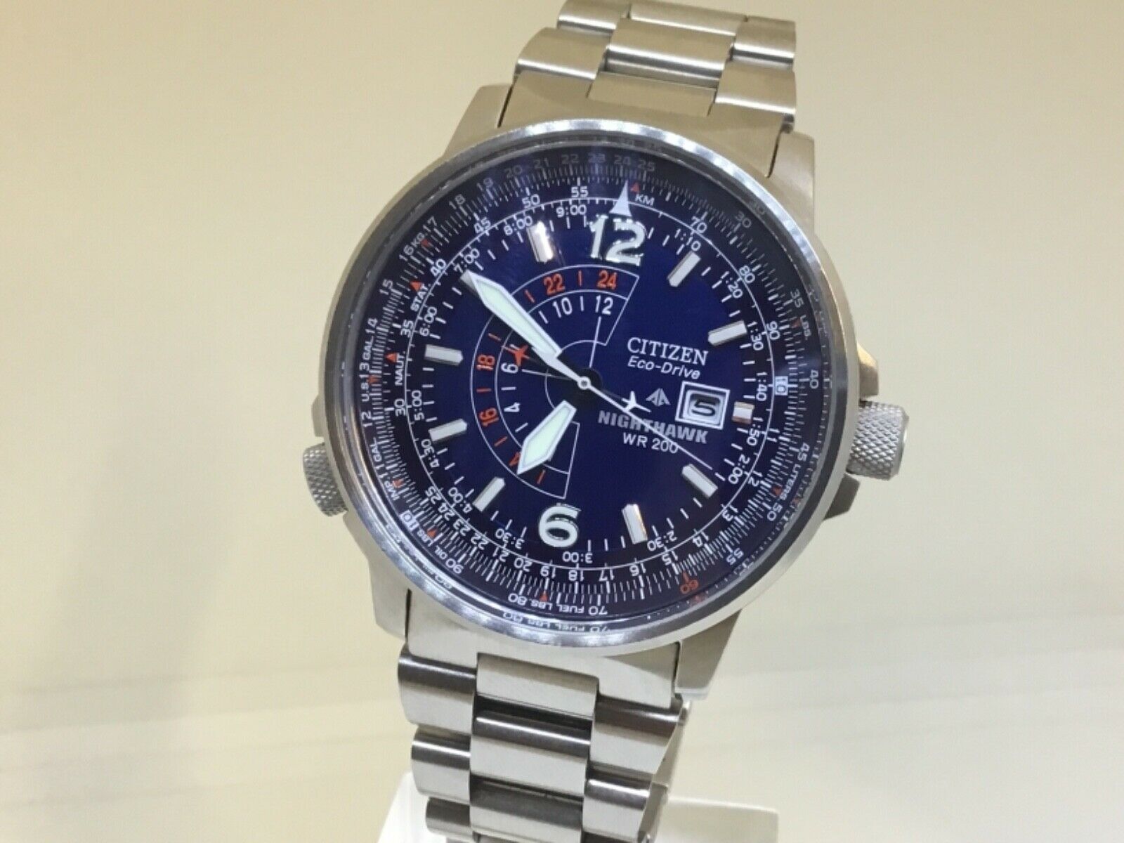 Citizen Eco-Drive Nighthawk Pilot WR200 Watch B877-S015693 Stainless ...