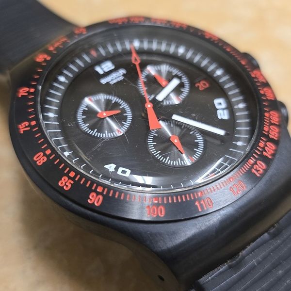 Swatch Irony Chronograph Black & Red Men's Watch Race Trophy ...