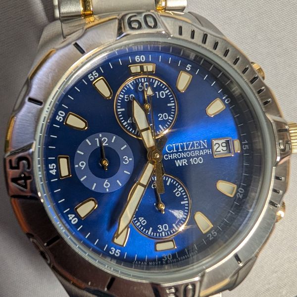 Citizen Chronograph WR100 0510-S055911 Blue Dial Stainless Steel ...