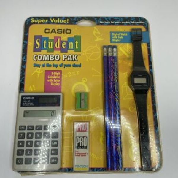 Vintage Casio Student Combo Pack ~With F-18 Watch & HS-10 Calculator ...