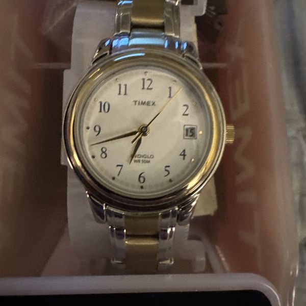 New in box 2010 Timex Ladies Watch Gold/Silver Bracelet Indiglo Night ...