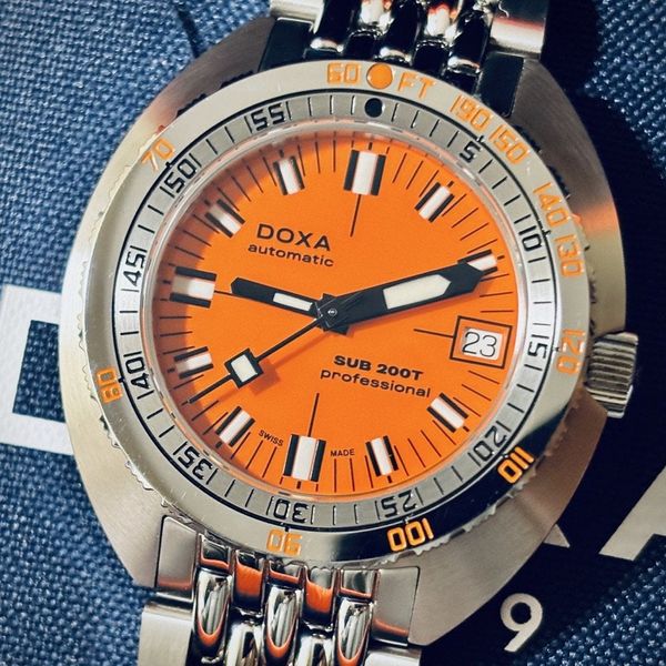 Doxa Sub 200T Professional Diver 39 Orange w/Bracelet - Full Kit ...