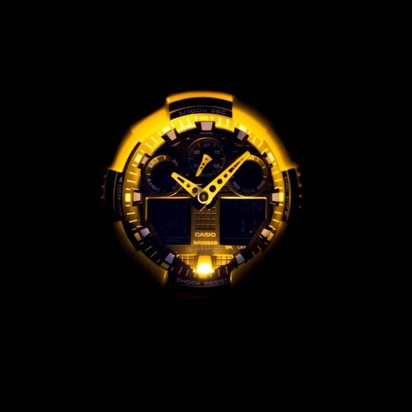Casio G-SHOCK Yellow Velocity Indicator Alarm Timer GA-100A-9ADR 200M ...