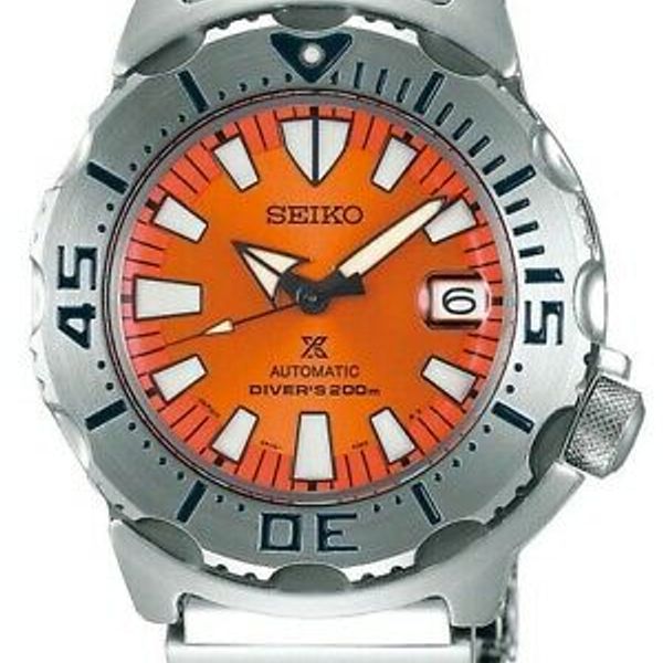 Seiko Prospex Diver Scuba Monster Orange Dial Automatic Men's Watch ...