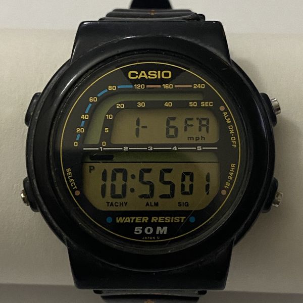 Vintage CASIO Digital LCD Alarm Chrono WATCH 861 TRW-20 80s TACHY METER ...