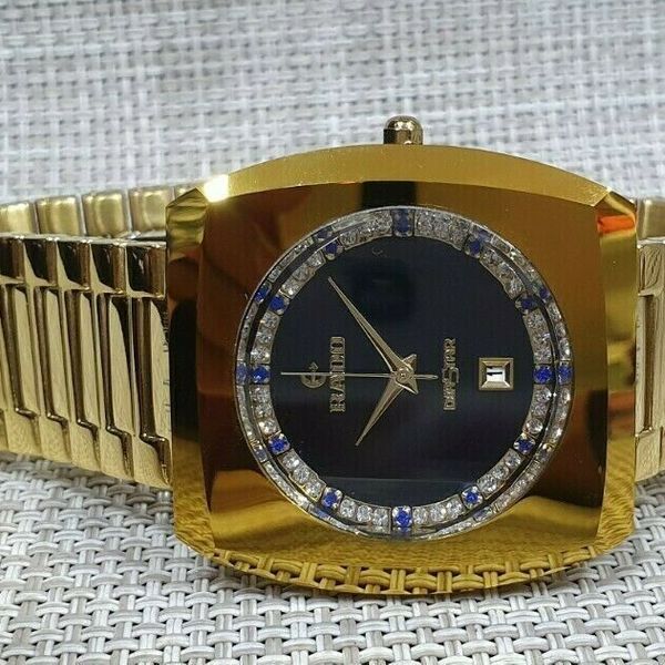 USED VINTAGE Rado Diastar Square Golden Tone TUNGSTEN JAPAN Quartz ...