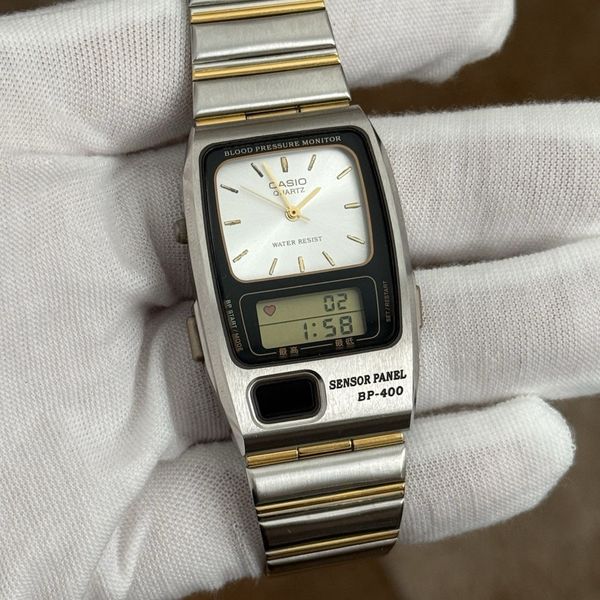 Rare Vintage Casio BP-400 Blood Pressure Monitor Menâ s Ana-Digi Watch ...