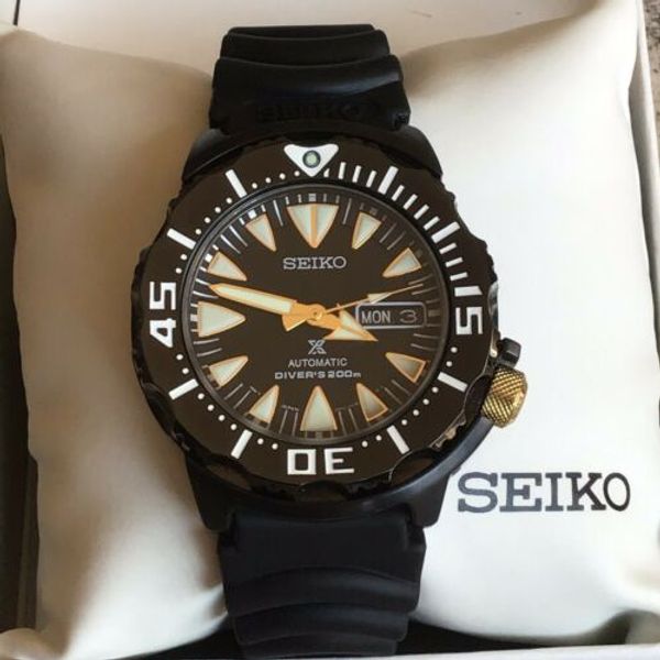 SEIKO SRP583 “Monster” PVD Black & Gold Automatic Diver Watch ...