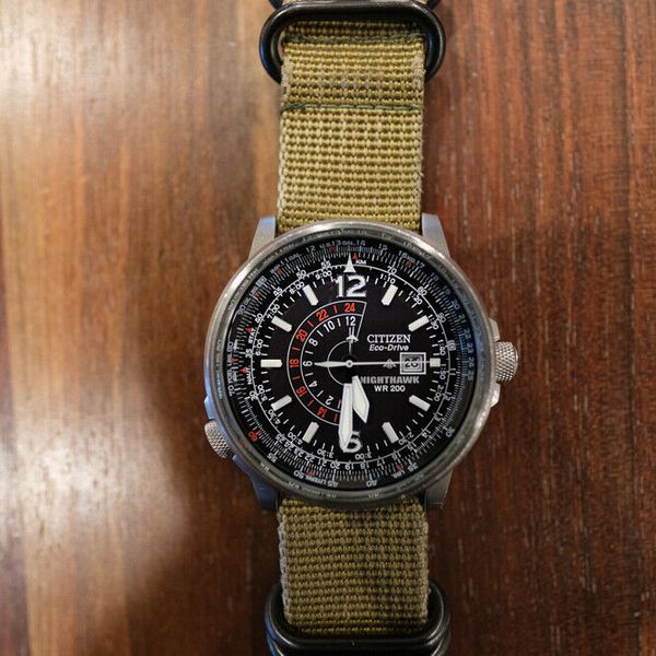 Citizen Nighthawk Eco-Drive BJ7000-52E Wrist Watch for Men with NATO ...