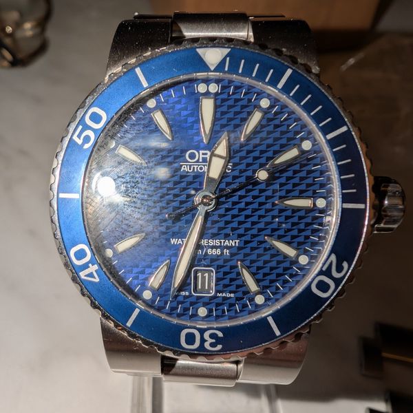 Oris 7533 Men's Automatic Divers Watch Blue Dial | WatchCharts Marketplace