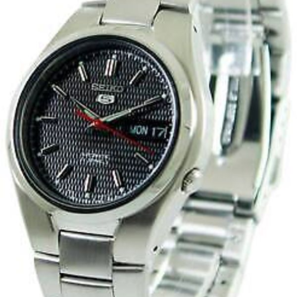 Seiko 5 Automatic Textured Black Dial Day/Date 21 Jewels SNK607K1 30M ...