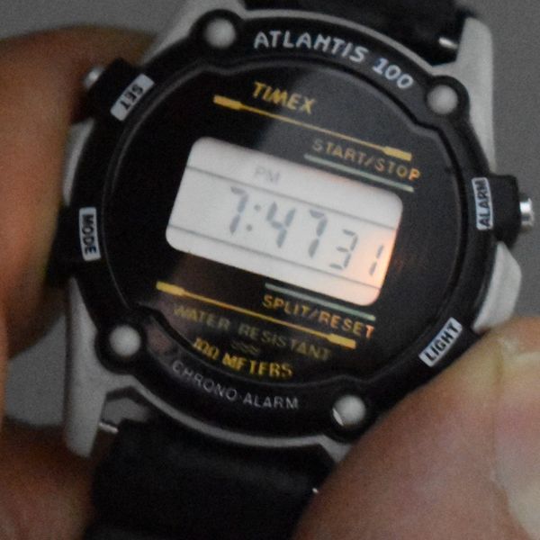 Vtg TIMEX ATLANTIS 100 Digital Watch Women 1990's Chronograph Alarm NEW ...