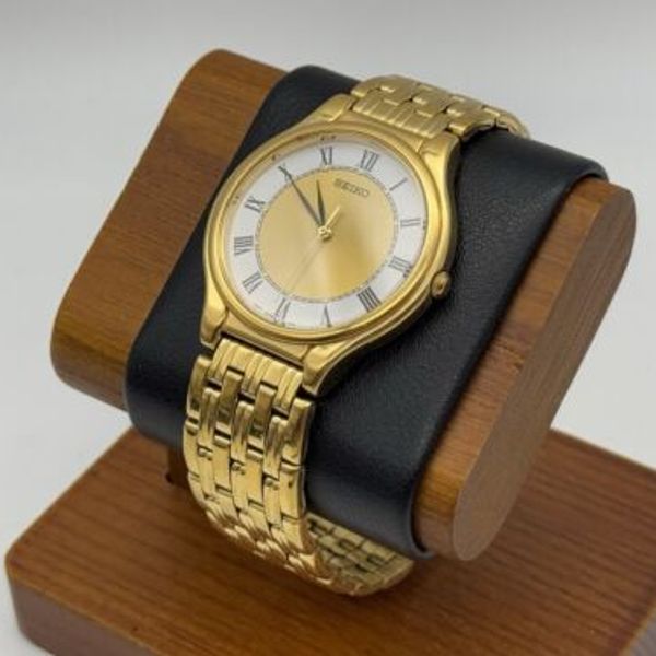 Vintage Seiko Mans Quartz Watch Mod V701-1Y70 Gold Tone Stainless Band New Batt | WatchCharts ...
