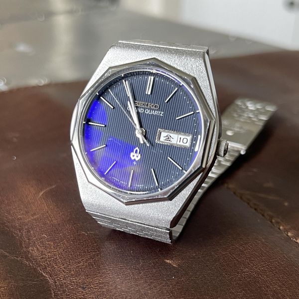 Seiko Grand Quartz - Octagon Bezel, Blue Striped Dial **Minty** Circa ...