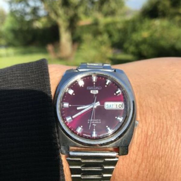 vintage gents Seiko 5 7019 7180r 21 jewels automatic watch *rare ruby red dial* | WatchCharts ...