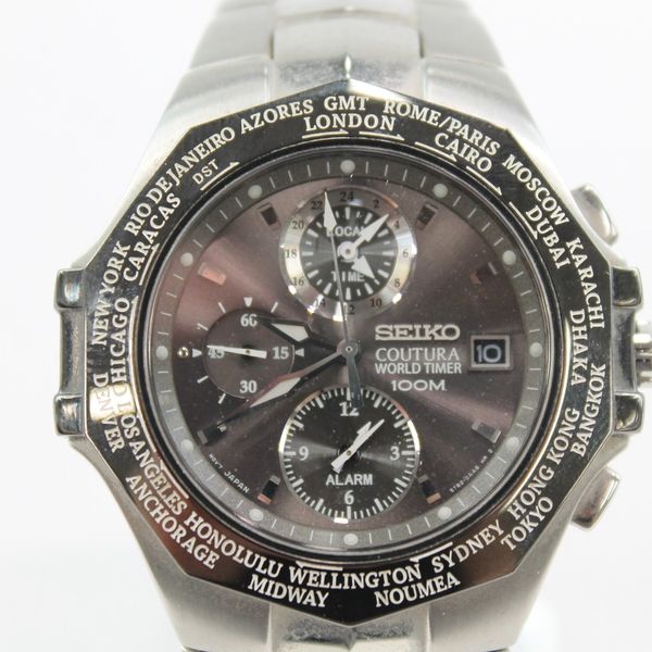 Mens Seiko Coutura Chronograph World Timer Quartz Watch SPARES/REPAIR ...