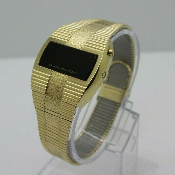 Vintage Men's Hamilton LED QED Digital Watch 10k RGP Day Date Fancy ...