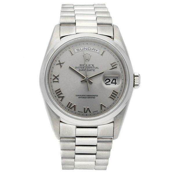 Rolex Day-Date Solid Platinum President 36mm 18206 Rhodium Roman A ...