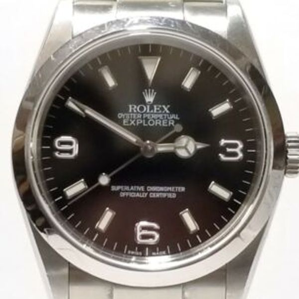 Genuine 114270 Rolex Explorer Mens Steel Smooth Bezel Wrist Watch ...