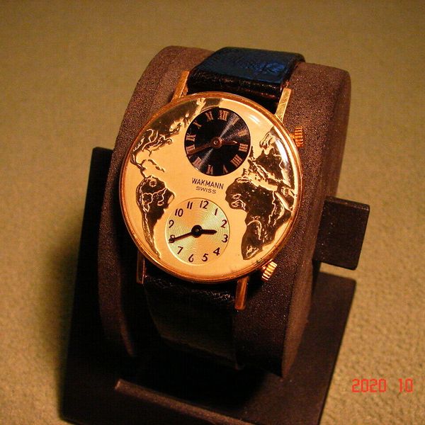 Vintage 1960's Wakmann Swiss Dual Time Zone Mans Gents Watch Super Nice ...