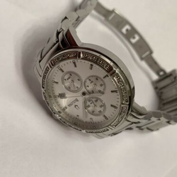 Men's Bulova Chronograph Diamond Bezel Stainless Steel Watch C837419 ...