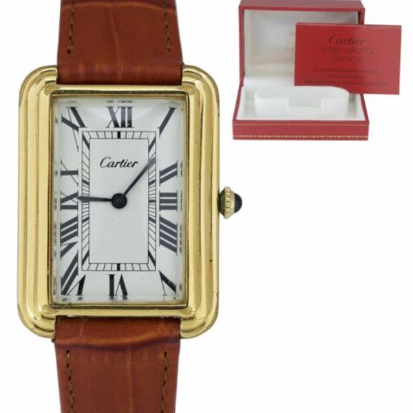 Vintage Cartier Tank Jumbo Stepped Case Gold Plated Manual 27x37mm 1543 ...