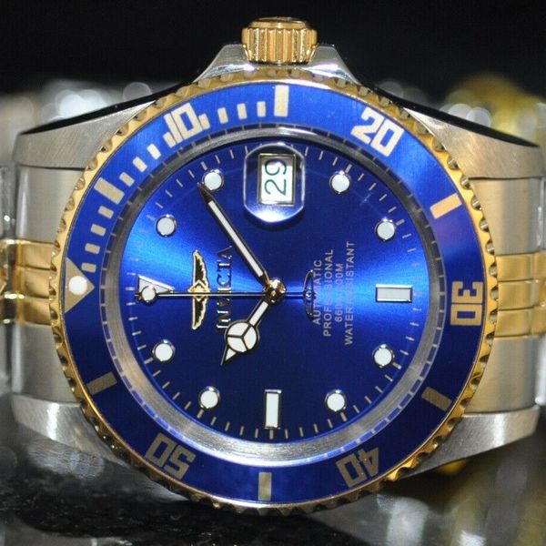 Invicta Men's Pro Diver Automatic Blue Dial Two Tone Stainless Steel ...