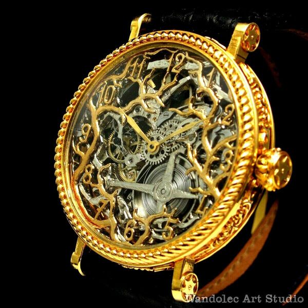 Mens Wristwatch Gold Skeleton Vintage Manual Men's Wrist Watch Longines ...