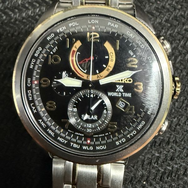 Seiko Mens PROSPEX World Time Solar Watch with Date | WatchCharts ...