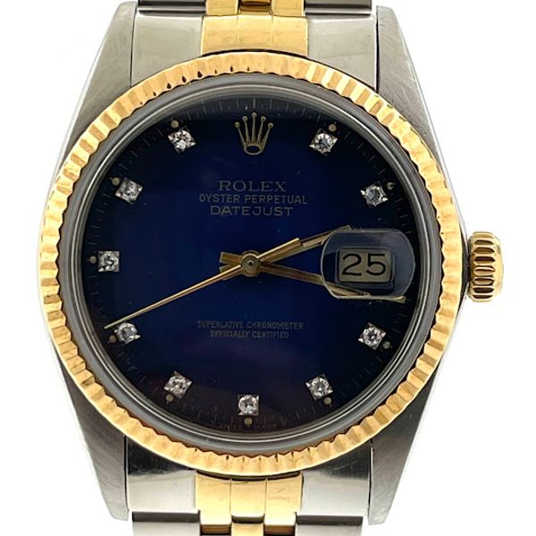 1986 Rolex Datejust 16013 Blue Vignette Diamond Dial Two Tone No Papers ...