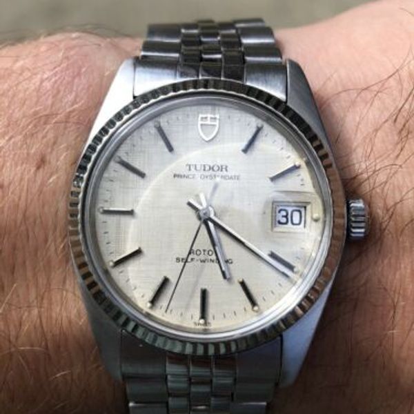 Vintage Tudor Rolex Prince Oysterdate - Linen Dial, 14k Fluted White ...