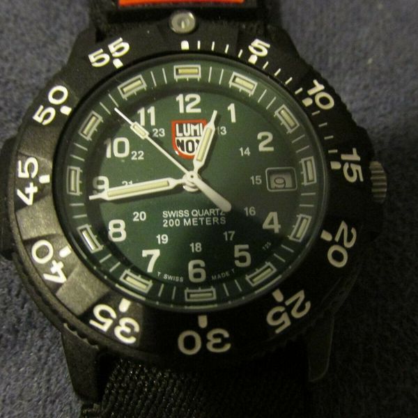 Luminox 3917 Dark Green Military tritium watch on velcro nylon band ...