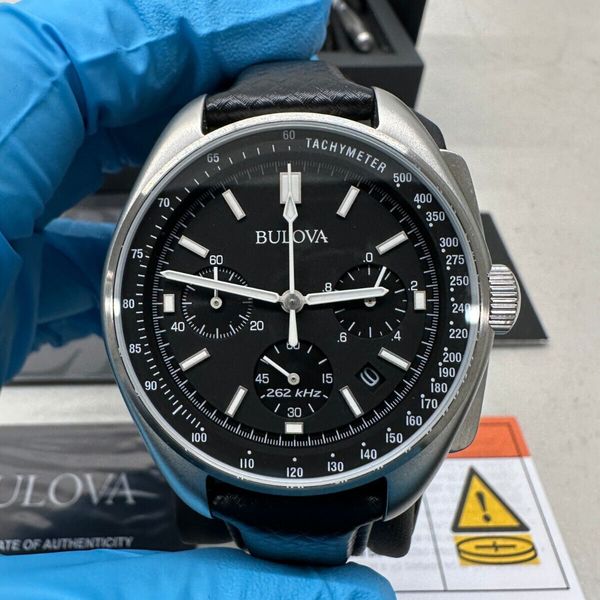 Bulova Moon Apollo Lunar Pilot Chronograph Black Dial Quartz Men's ...