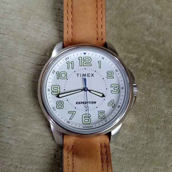 timex expedition watch brown genuine leather Glow In The Dark Numbers ...