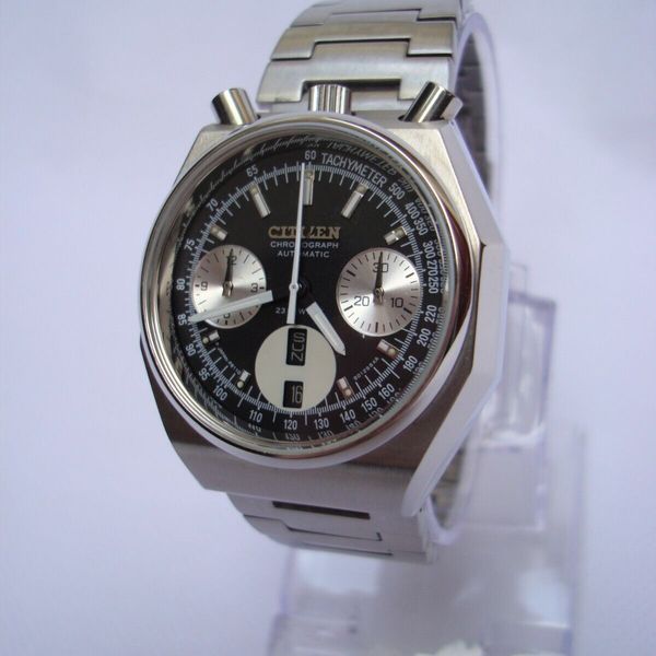 Citizen bullhead 67-9356 octagonal flyback chronograph automatic watch ...