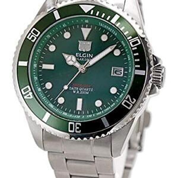 ELGIN Solar Diver Watch 20 ATM Water Resistant Men's FK1426S-GR ...