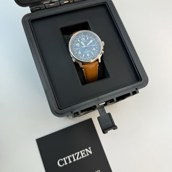 NEW Citizen CB0241-00L Air Skyhawk Promaster Sapphire Blue Dial Leather ...