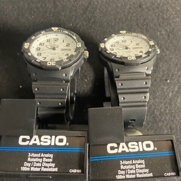 CASIO MENS ANALOG WATCH BLACK BAND WHITE FACE TESTED NEEDS BATTERY 5125 ...