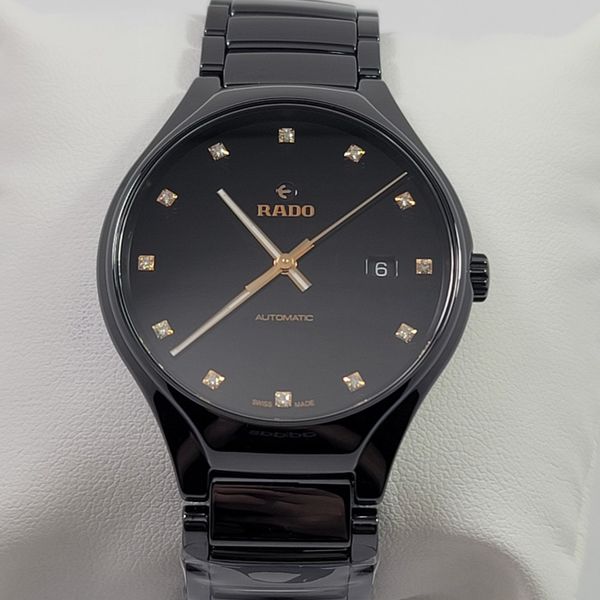 Rado True SWISS Automatic Diamonds Black Dial Ceramic Men's Watch ...