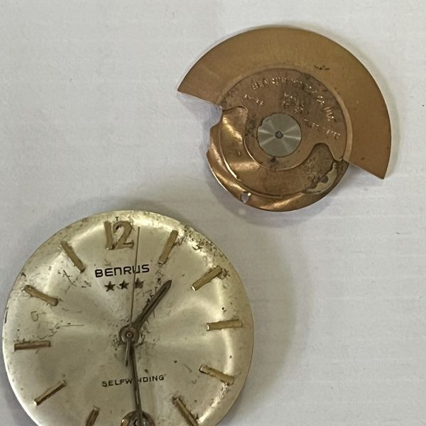 VINTAGE MEN'S BENRUS 3 STAR Date AUTOMATIC Movement for Parts ...