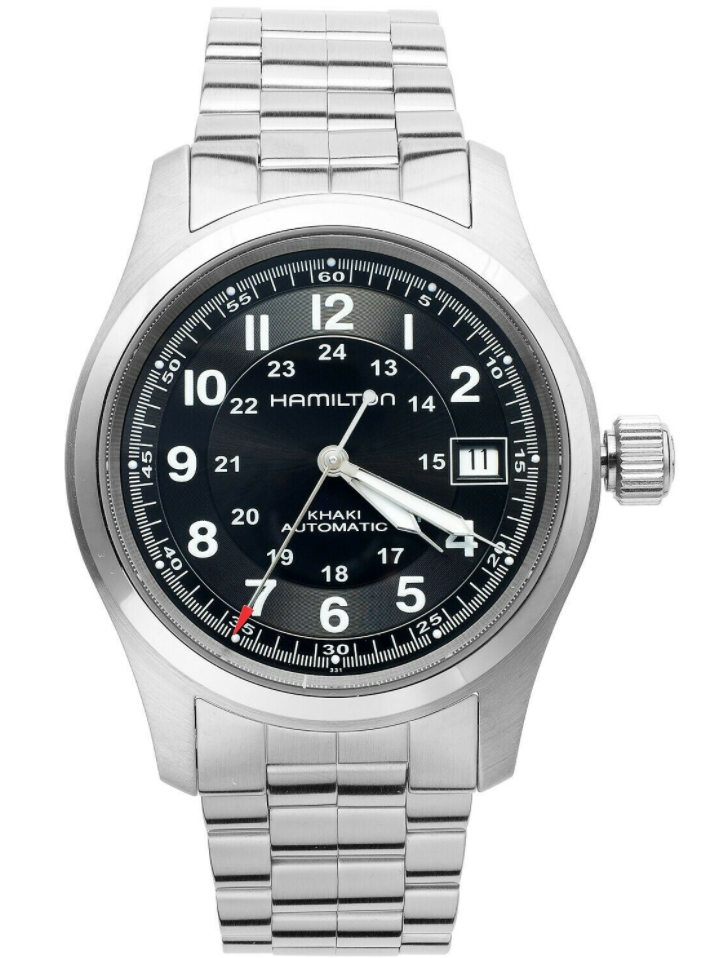 Hamilton Khaki Field Automatic Black Dial Silver Men's Watch H70455133 ...