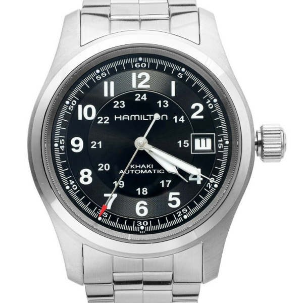 Hamilton Khaki Field Automatic Black Dial Silver Men's Watch H70455133 ...