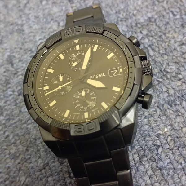 Fossil Watch. FS5851. Bronson Chronograph Black Steel Watch ...