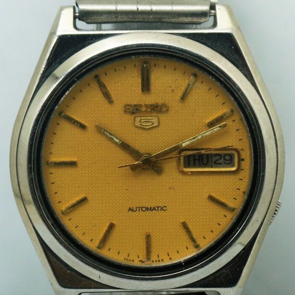 Vintage Seiko 5 Golden-Dial 7009-876A Automatic 17Jewels D/D Men's Wrist Watch | WatchCharts ...