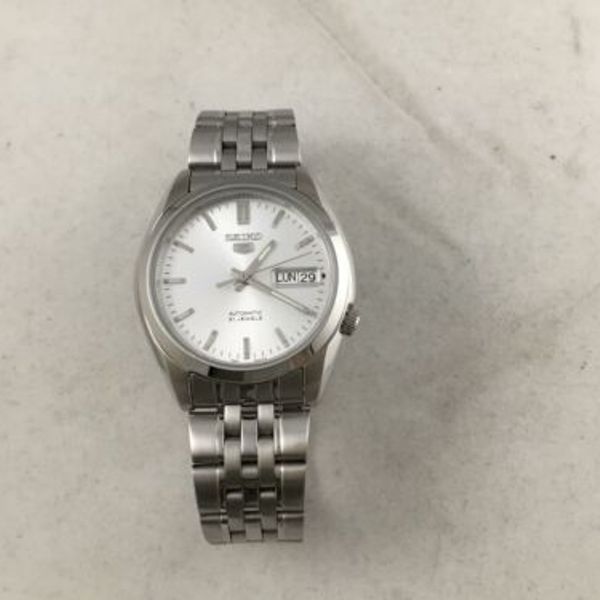 Seiko 5 SNK355 Automatic Silver Dial Stainless Steel 21 Jewel Men Watch SNK355K1 | WatchCharts ...