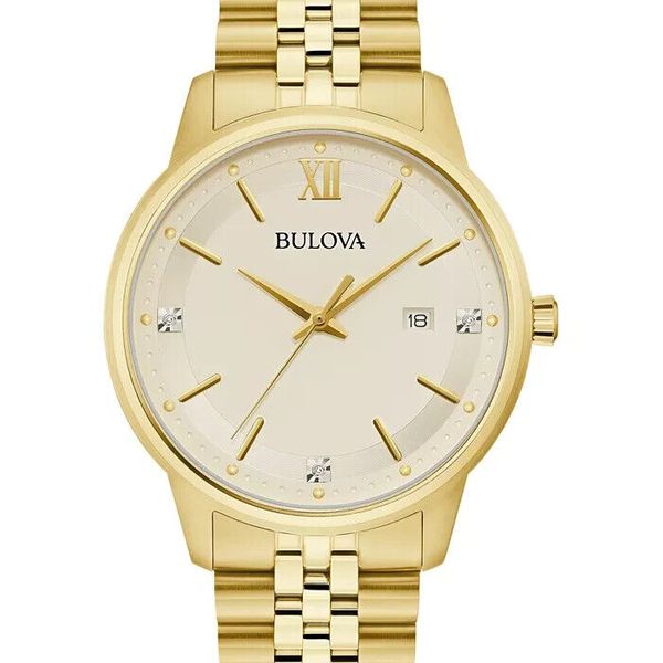 Bulova Classic Quartz Diamonds Gold Tone Stainless Steel Men's Watch ...