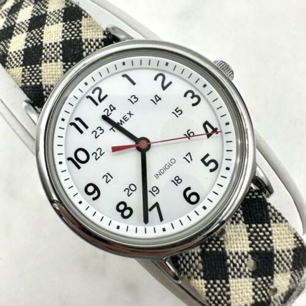 Timex Weekender Watch, Indiglo, Black Gingham, Checkered, New Battery ...
