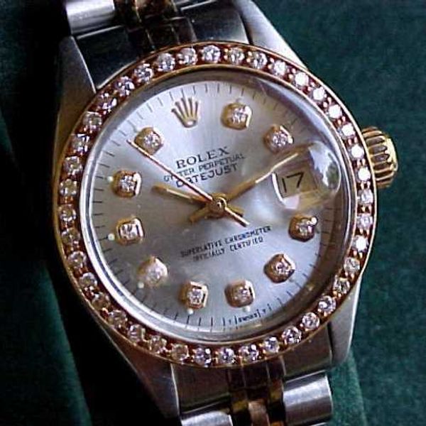 PRETTY LADIES ROLEX DATEJUST 18K GOLD/STEEL DIAMOND WRIST WATCH REF ...